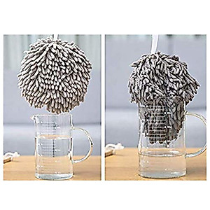 yaocoral 2 Pack Chenille Hand Towels,Kitchen Bathroom Hand Towels with Hanging Loops,Quick Dry Hand Bath Towel Hanging Absorbent Microfiber Hand Towels