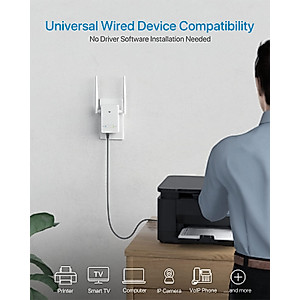 BrosTrend Universal WiFi to Ethernet Adapter, 300Mbps on 2.4GHz, WiFi to Wired Converter Wireless Bridge + BrosTrend Linux WiFi Adapter for Ubuntu, Mint, Kali, Debian, Lubuntu, Xubuntu, Mate