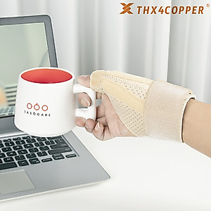 THX4COPPER Thumb & Wrist Stabilizer Splint for Blackberry Thumb,Thumb Pain Relief for Arthritis,Sprained,Tendonitis,Carpal Tunnel,Breathable&Stable,S-M(Beige)