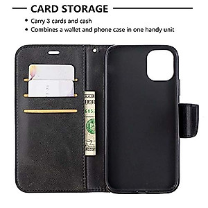 Glow Co., Ltd. iPhone 12 Notebook Type Case with Strap, Black, Tempered Glass & Stylus Pen Included 407-1-03