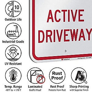 SmartSign - K-5441-EG-12x18 "No Parking - Active Driveway" Sign | 12" x 18" 3M Engineer Grade Reflective Aluminum Red on White