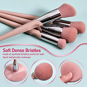 Bueart Design 16Pcs ULTRA SOFT Labeled Pro Makeup Brushes Set with Foundations Powder Blush Concealer Blending Eyeshadow Contour Brush (16Pcs Elegant Pink)