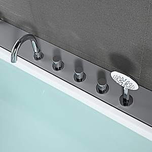 5 Hole Bathtub Faucet Chrome, Roman Tub Faucet with Sprayer, Deck Mount Tub Faucet, Three Handle Tub Faucet Set, High Flow Bath Tub Faucet Brass Tub Filler - JIAENLEMA