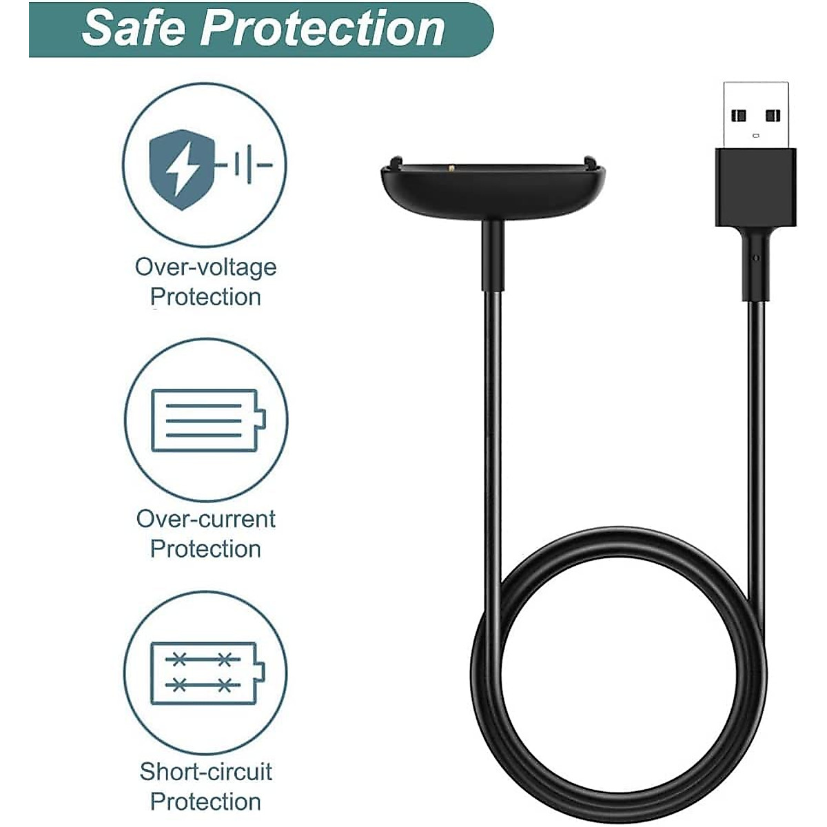 Charger for Inspire 3 Charger Cable Replacement USB Charging Cord Compatible for Fitbit Inspire 3 Fitness Tracker Accessories