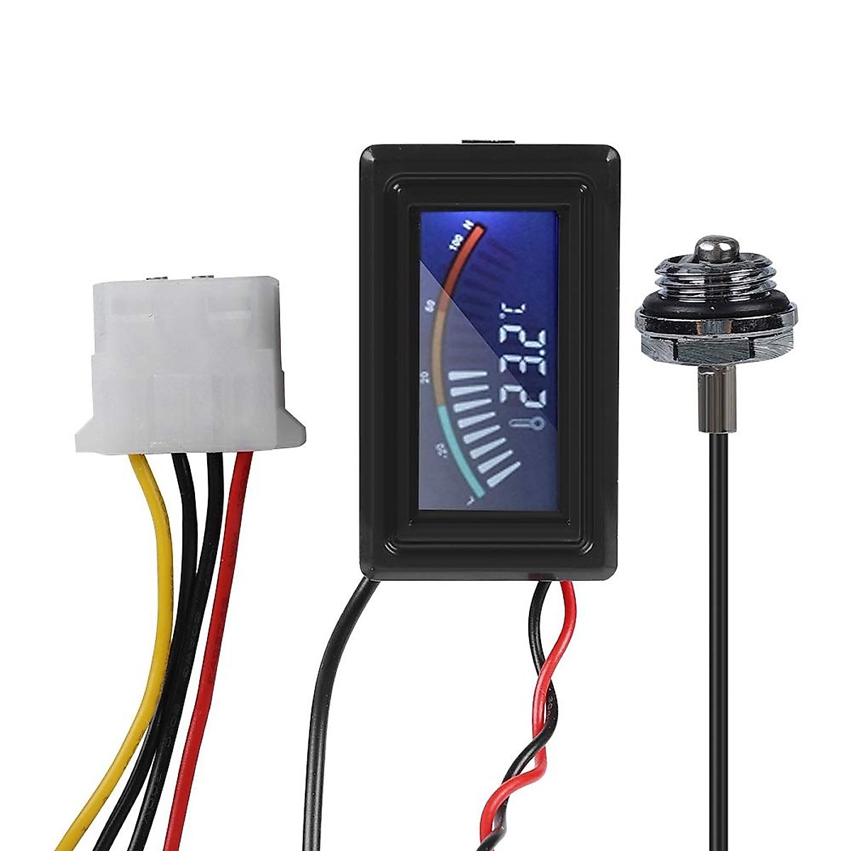 Pointer Display Thermometer with Waterproof Probe, PC G1/4 Thread Water Cooling System Temperature Meter for Computer Laptop