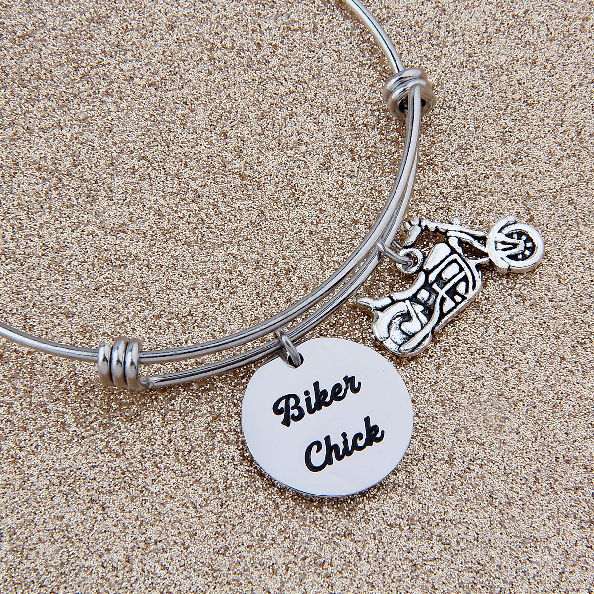 SEIRAA Biker Gift Motocycle Bracelet Biker Chick Gift Expandable Bracelet Jewelry (Biker Chick)