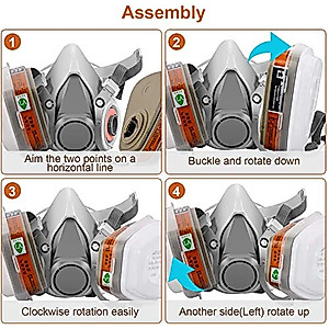 Respirator Mask,Half Facepiece Gas Mask with Safety Glasses Reusable Professional Breathing Protection Against Dust,Chemicals,Pesticide and Organic Vapors, Perfect for Painters and DIY Project