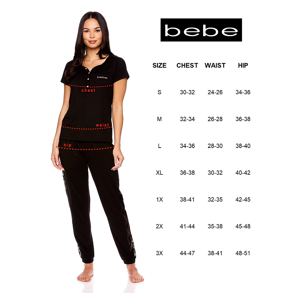 bebe Womens Pajama Sets - Short-Sleeve Pajamas for Women with Lace Accents - Plus Size Pajamas for Women (Fuchsia, 2X)