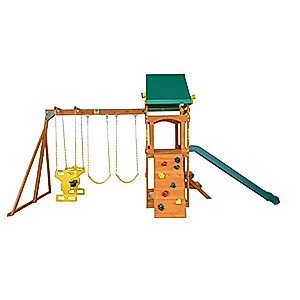 Sky View Cedar Backyard Playset | W: 17'10" D: 9'4" H: 9'9" | w/2-Person Glider & 2 Belt Swings | Binoculars, Steering Wheel & Telescope | Kids Age 3-12 | ASTM Standards | 10-Year Warranty on Wood
