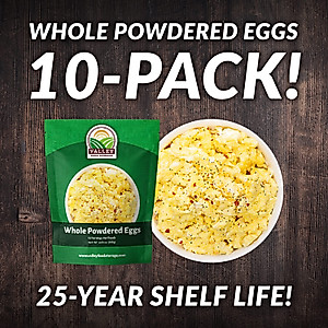 Freeze Dried Whole Powdered Eggs 10-Bag Bucket, 63.5 Oz | Premium Emergency Food Supply 25 Year Shelf Life | Non-GMO Prepper Supplies, Survival Food, Off Grid Living Supplies | Valley Food Storage