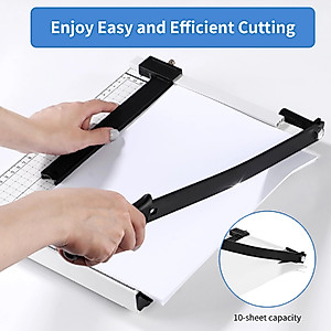 Guillotine Paper Cutter 12" - 10-Sheet Capacity Paper Cutter Guillotine Style, Heavy Duty Paper Slicer with Guide Bar and Safety Blade Lock for Cardstock, Photo, Wide Use for Office, Home (A4-B7)