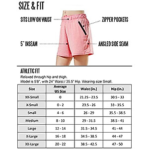 5 Pack: Womens Workout Gym Shorts Casual Lounge Set, Ladies Active Athletic Apparel with Zipper Pockets (Set 1, Large)