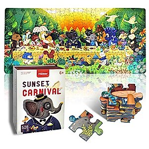 YOGEON 500 Piece Jigsaw Puzzle, 13”x30”, Perfect for Ages 8-10,4-8, Family Puzzle to Sunset Carnival Puzzle, Educational Puzzles Toysfor Boys and Girls, Great Gift for Animal Lovers