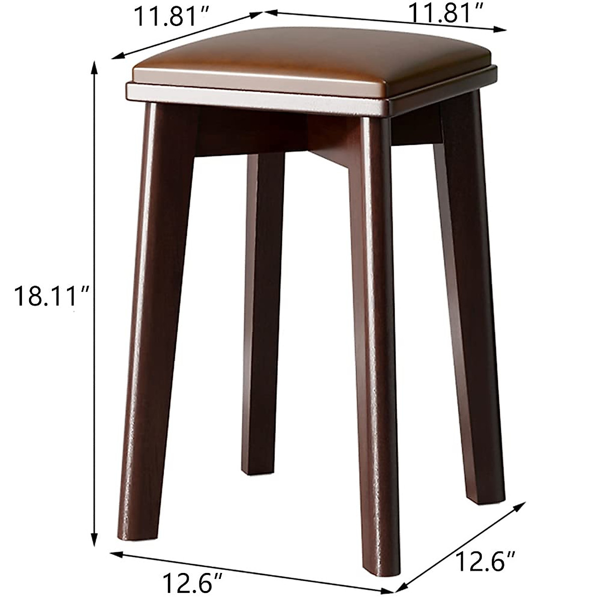 Rukulin Wood Stool with Padded Seat Stackable Stools for Home Kitchen Office School (1Pack)