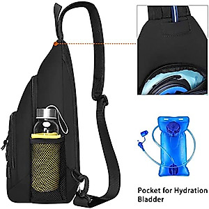 MOSISO Tactical Sling Backpack Bag, Small One Shoulder Rucksack Durable Everyday Carrying Daypack with USA Flag Patch for Man Women Outdoor Sports Hiking Fishing Camping Training, Black