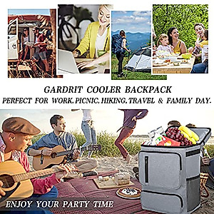GARDRIT Insulated Cooler Backpack - 45 Cans Large Capacity Backpack Cooler Leak-Proof/Waterproof Lightweight Soft Beach Cooler Suitable to Work, Picnic, Hiking, Camping (Gray)