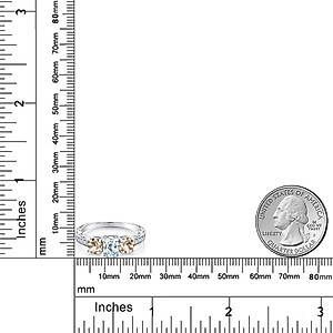 Gem Stone King 925 Sterling Silver Oval Sky Blue Aquamarine Peach Morganite Ring For Women (1.67 Cttw, Gemstone Birthstone, Available In Size 5, 6, 7, 8, 9)