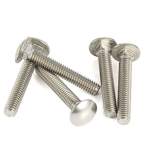 1/4-20 x 3/4" (1/2" to 6" Available) Carriage Bolts Screws, Stainless Steel 18-8 (304), Round Head, Square Neck, Fully Threaded, 25 PCS