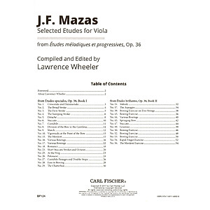 Carl Fischer Mazas-Selected Etudes for Viola, Op. 36