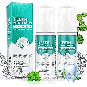 Foam Toothpaste Kids for Electric Toothbrush,Fluoride Free Natural Formula Foam Toothpaste,Ultra-fine Mousse Foam Deeply Cleaning Gums,Stain Removal,Oral Care Toothpaste,Replace Mouthwash,2PCs x 60ml