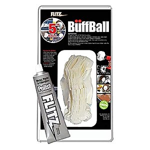 Flitz PB 101-50 Buff Ball Car Buffer Drill Attachment with Self-Cooling Design That Never Scorches or Burns + No Exposed Hardware to Prevent Scratches, Buff and Polish Any Surface, Machine Washable, 5 Inch,Orange