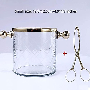 Ice Bucket,Cooling Container,Brass Glass Ice Bucket With Ice Clip Retro Handmade Dining Table Cooler Wine Wine Rack Ice Bucket Champagne Can Cooler (Size : Small) (Size : S)
