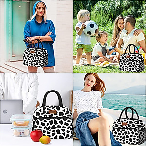 Coobiiya Lunch Bag Women, Lunch Box Lunch Bag for Women Adult Men, Small Leakproof Cute Lunch Tote Large Capacity Reusable Insulated Cooler Lunch Container for Work/Office/Picnic/Travel-Cow