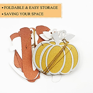 Uniwish Little Pumpkin Banner for Pumpkin Themed Baby Shower Decorations Garland Pumpkin Orange Glitter Thanksgiving Fall Harvest Kids Birthday Party Supplies