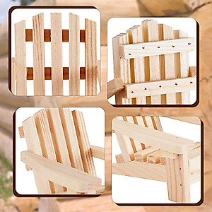 Sumind 4 Pieces Wood Adirondack-Style Miniature Chair Doll House Wooden Chairs Dollhouse Model Chairs Mini Wooden Rocking Chairs for Dollhouse Accessories Furniture Christmas Decoration