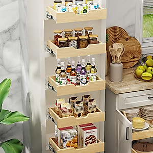 LOVMOR Soft Close Wood Pull Out Cabinet Organizer 22½” W x 10 ³/₁₀” D, Slide Out Cabinet Organizer with Full Extension Rail Slides Pull Out Drawer for Wall Cabinets and Pantry