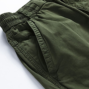Muscularfit Shorts Mens Big and Tall Cargo Shorts for Men 2023 Casual Drawstring Elastic Waist Tooling Shorts 7" Inseam Waistband Shorts Shorts for Men Casual Summer Below Knee Army Green XL
