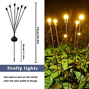 colcutee 4 Pack Solar Garden Lights, Solar Outdoor Swaying Lights Ip65 Watertight, 2 Lighting Modes Firefly Decorative Lights, for Landscaped Garden Access Patios (Warm White)