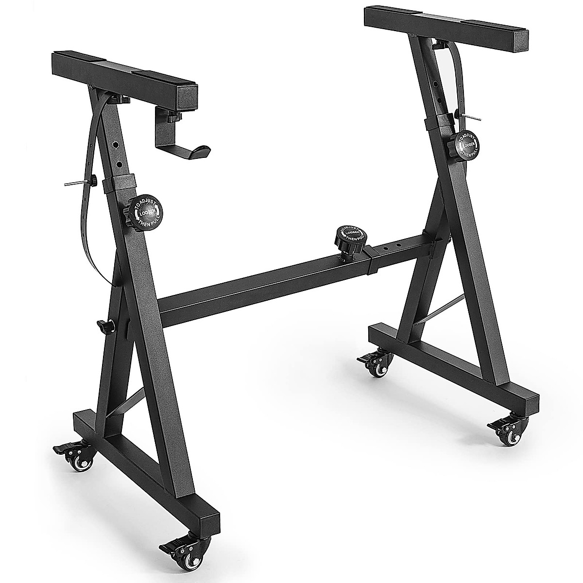TORIBIO Piano Keyboard Stand with Rolling Wheels, Z Style Music Stand Fits for 54-88 Key Electric Pianos, Adjustable 22.2"-35"