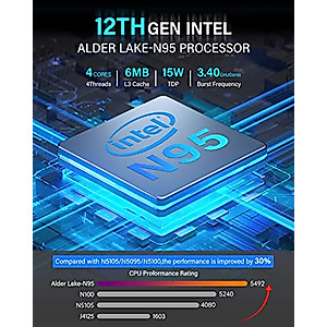 KAMRUI GK3 Plus Mini PC,12th Intel Alder Lake- N95 (up to 3.4GHz) 16GB RAM 512GB M.2 SSD Micro PC, Gigabit Ethernet, 4K UHD, Dual Wi-Fi, BT 4.2 Home/Business Mini Desktop Computer