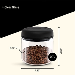 Fellow Atmos Vacuum Coffee Canister & Food Storage Container - 0.7 Liter Canister holds up to 11 oz of Coffee Beans - Airtight Food Storage Containers - Coffee Containers - 0.7 Liter - Clear Glass