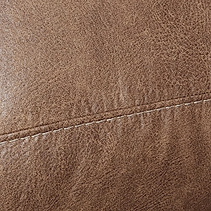 Signature Design by Ashley Larkinhurst Faux Leather Manual Rocker Recliner with Nailhead Trim, Brown