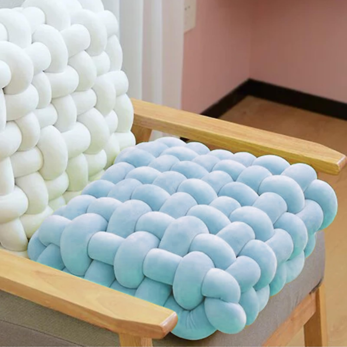 Velvet Chunky Yarn Bulky Giant Arm Knitting Yarn, Super Soft Jumbo Tube Weight, Fluffy DIY Crochet Hand Making Washable for Blanket, Pet Bed, Rugs Pillow (2.2lb-Light Blue)