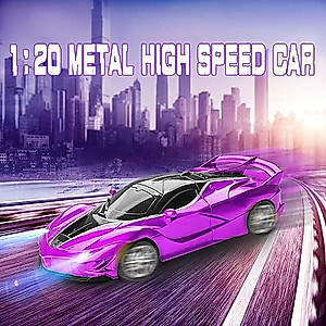 RC Cars-Remote Control Car for Girl, 2.4Ghz 1:18 Scale Electric Remote Toy Racing, with Led Lights Rechargeable High-Speed Hobby Toy Vehicle, RC Car Gifts for Age 3 4 5 6 7 8 9 Year Old Kids (Purple)