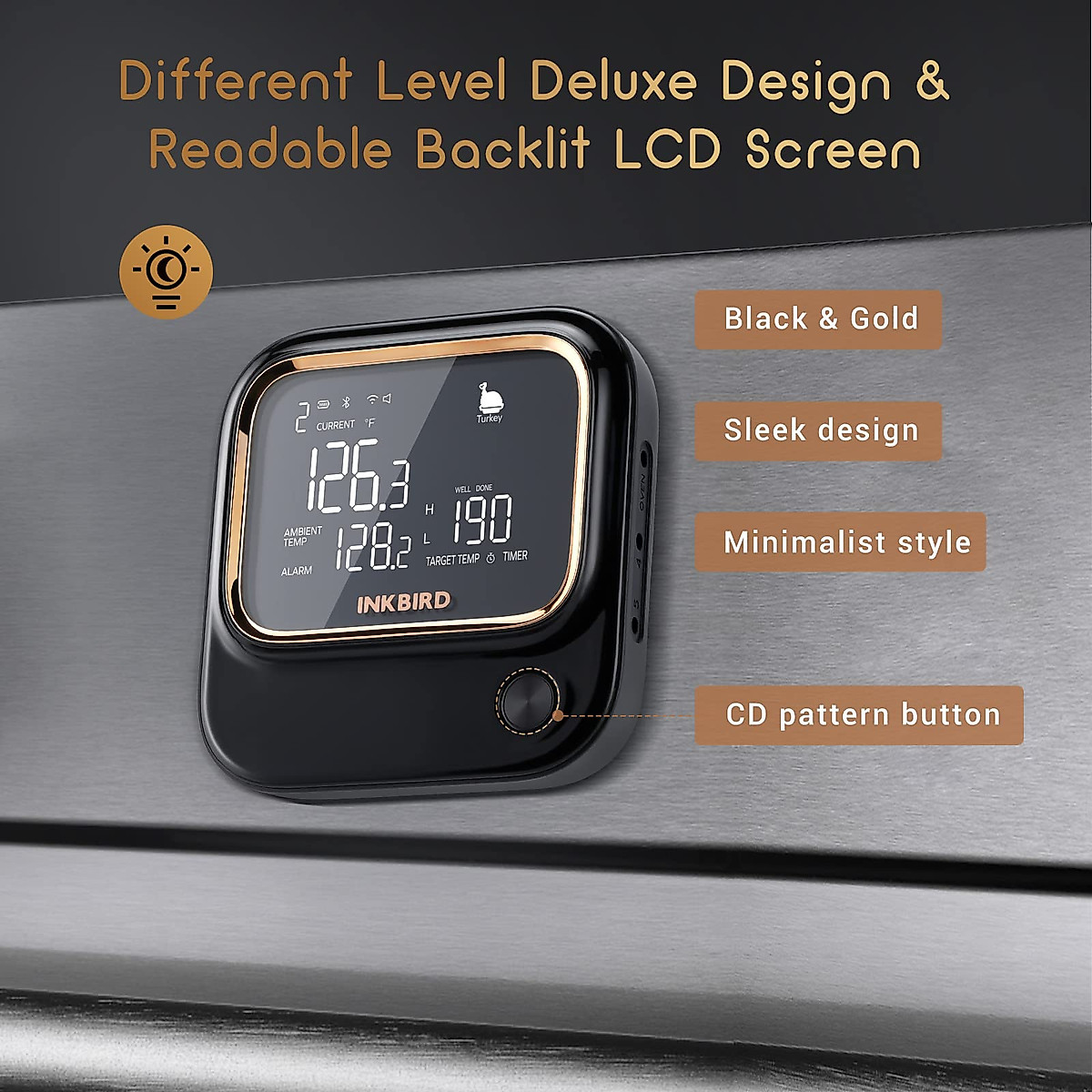 5GHz WiFi & Bluetooth 5.1 Meat Thermometer, Inkbird WiFi Grill Meat Thermometer for Grilling Smoker BBQ Cooking with 4 Probes, IBT-26S Wireless APP Control, Alarm Timer, Backlit LCD, Rechargeable