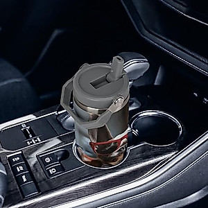 30oz Stainless Steel Insulated Tumbler with Flip Lid & Straw, Leakproof Travel Mug for Car, French Bulldog Wearing Sunglasses Double Wall Vacuum Thermal Coffee Cup with Handle, Spill-Proof Design for