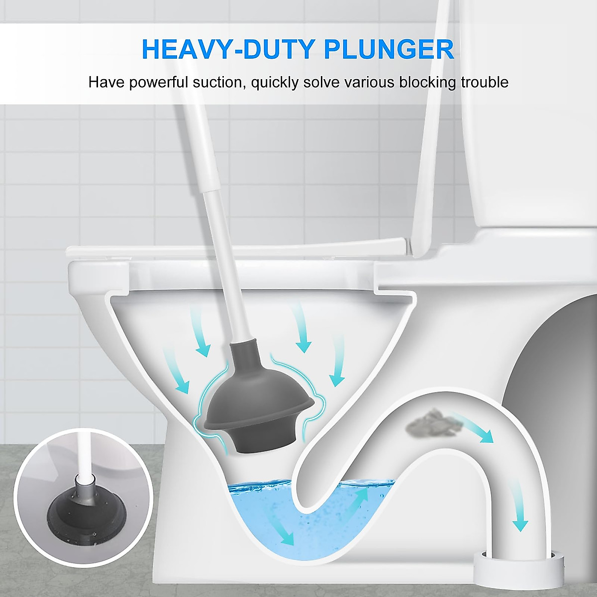 SetSail Toilet Brush and Plunger Set, Toilet Plungers for Bathroom Heavy Duty Toilet Bowl Brush and Holder Hidden Toilet Plunger and Brush Set for Deeply Cleaning