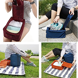 Hualibao Travel Shoes Pouch Shoe Bag with Handle Holds 1 Pairs of Shoes, Shoe Packing Cubes for Travel(Deep Blue)