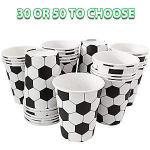 EaciTown Soccer Themed Party Cups 9OZ Paper Soccer Ball Pattern Drinking Cups Soccer Birthday Party Favors Soccer Baby Shower Supplies (30), Standard