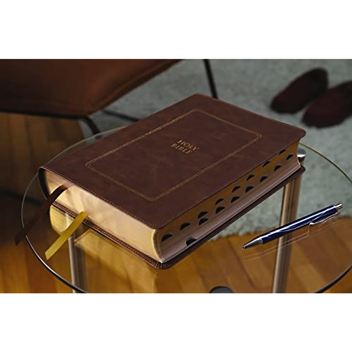 KJV, Thompson Chain-Reference Bible, Large Print, Leathersoft, Brown, Red Letter, Thumb Indexed, Comfort Print