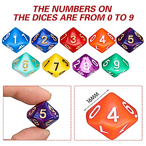 Skylety 200 Pieces Polyhedral Dice Sets with Black Pouch Compatible with RPG MTG Tabletop Role Playing Table Games Multi Colored Assortment (10 Sided Style)