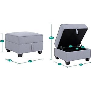 Naomi Home Square Ottoman Module for Modular Sectional Sofa, Storage Ottoman Footrest and Square Seat Cube, Air Leather Foot Stool - Black