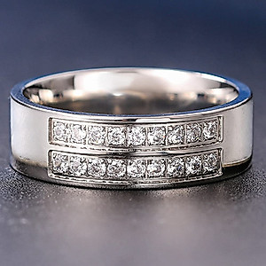 Jude Jewelers 10mm Stainless Steel Half Eternity Wedding Band Anniversary Statement Ring (Silver, 10)