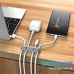 Cable Clips 3 PCS Cord Holder Adhesive Cable Management Cable Cord Organizer for Home Office Car Desk Accessories, Universal Cable Fit (Grey)