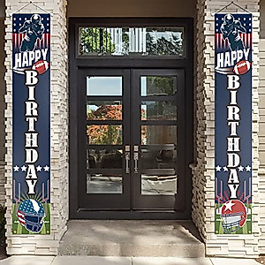 5665 Football Birthday Porch Sign Door Banner Decor Blue – Sport Super Bowl Game