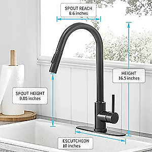 Touch Kitchen Faucet Sprayer Sink Smart Faucet with Pull Down Activated Black Faucet